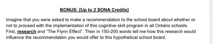 Solved BONUS: [Up to 2 SONA Credits] Imagine that you were | Chegg.com