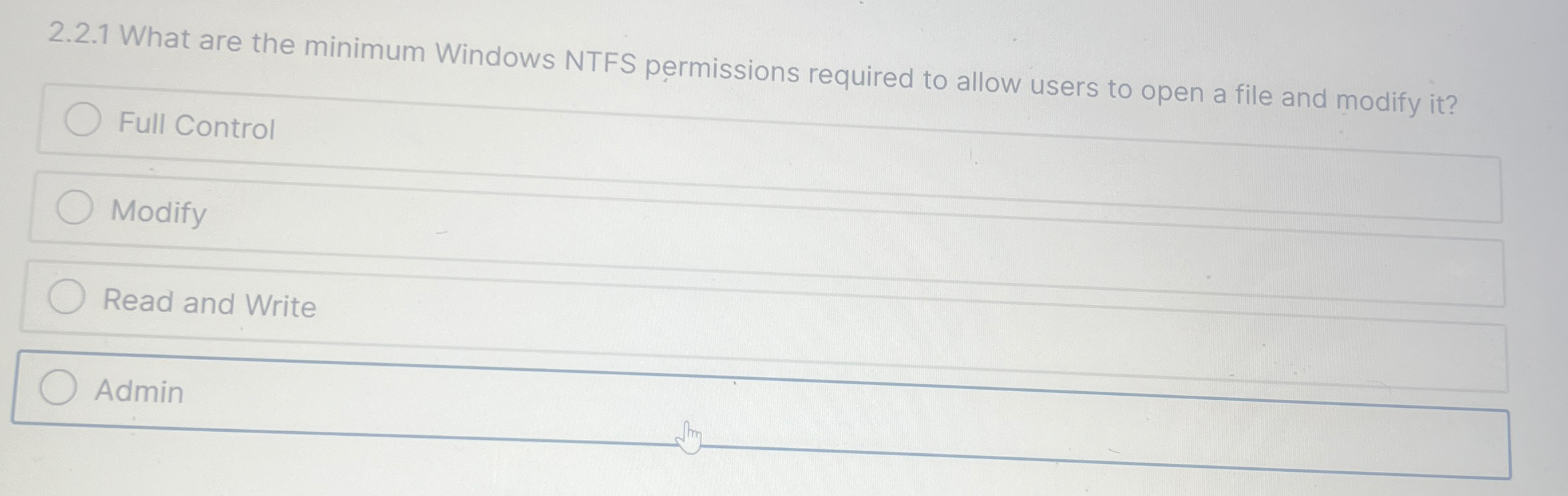 Solved What are the minimum Windows NTFS permissions | Chegg.com