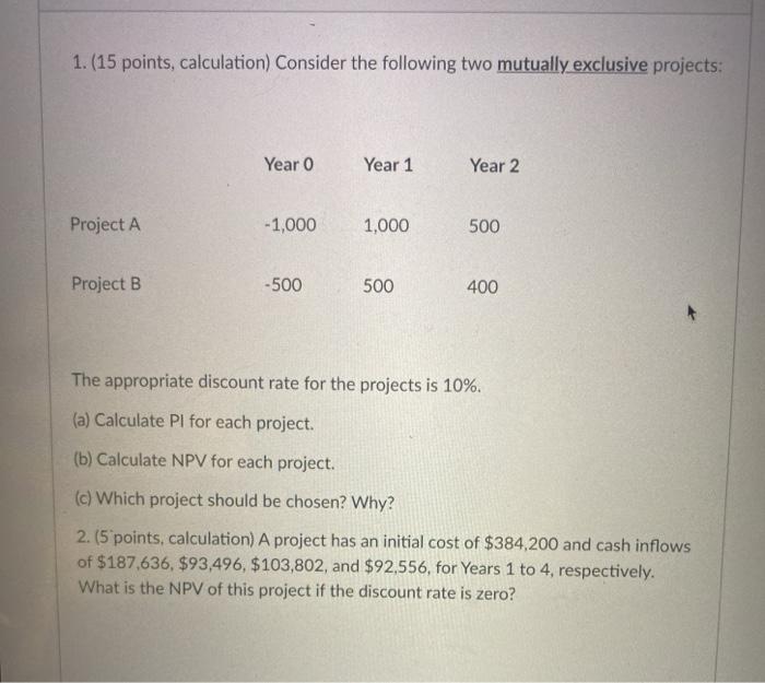 Solved 1. (15 points, calculation) Consider the following | Chegg.com