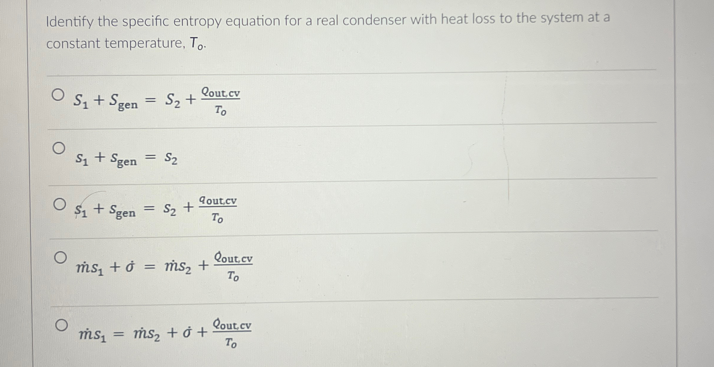 Identify the specific entropy equation for a real | Chegg.com