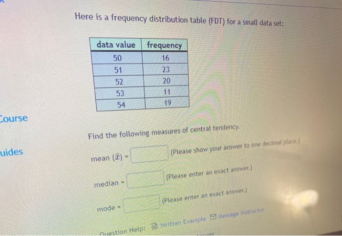 Solved Here is a frequency distribution table (FDT) for a | Chegg.com