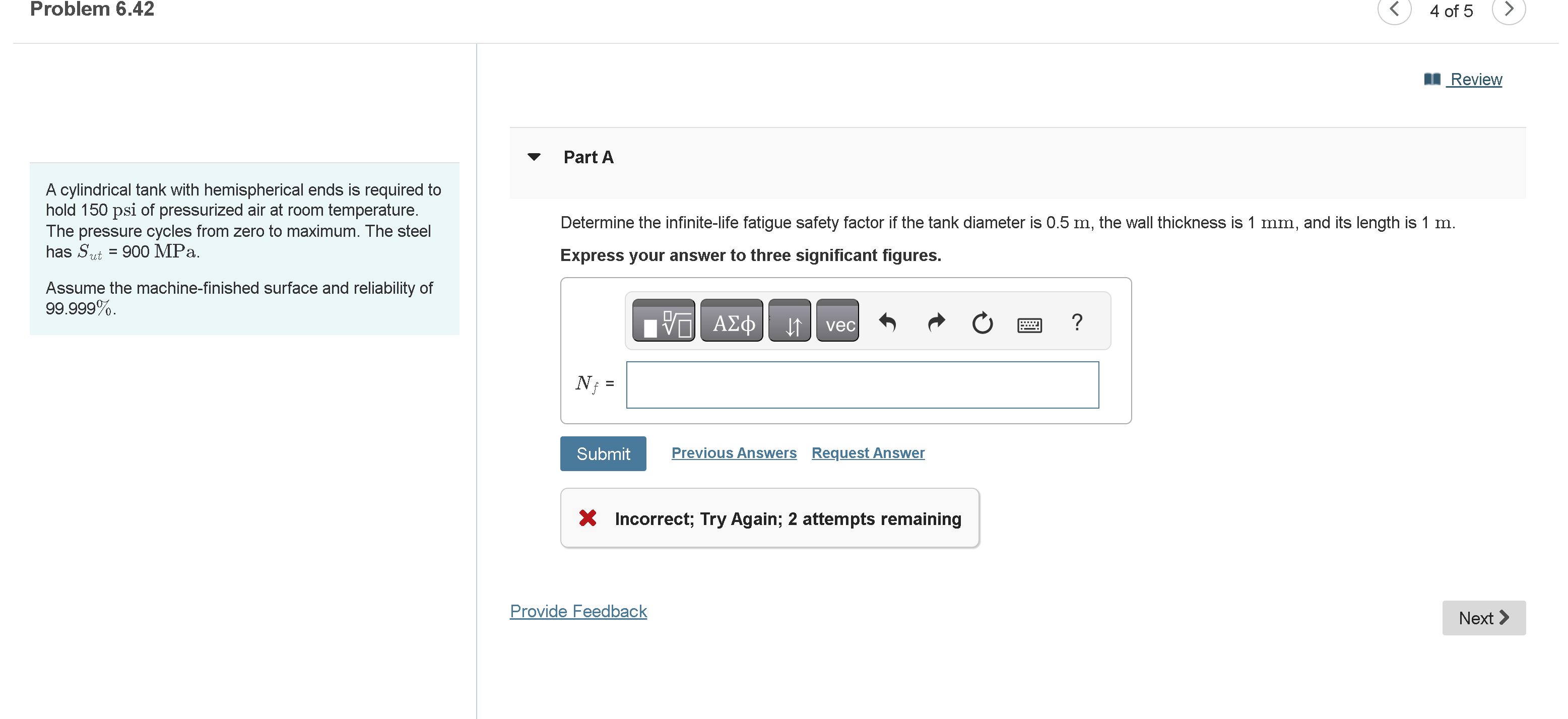 Solved A cylindrical tank with hemispherical ends is | Chegg.com
