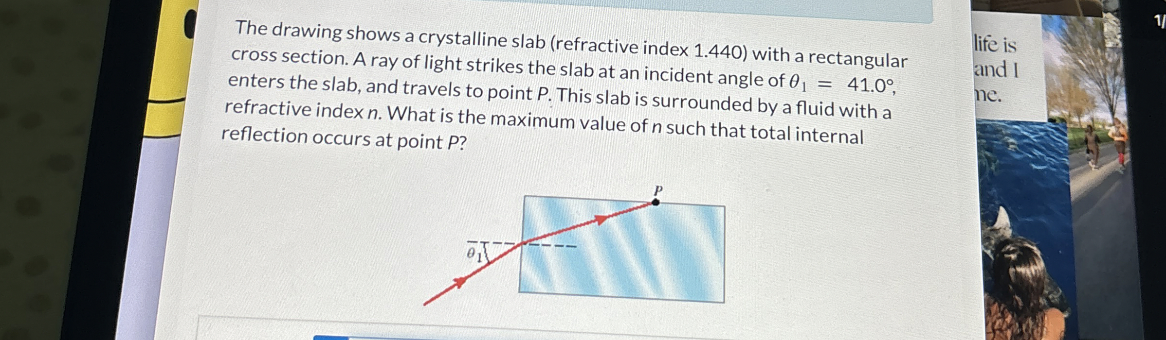 Solved The drawing shows a crystalline slab (refractive | Chegg.com
