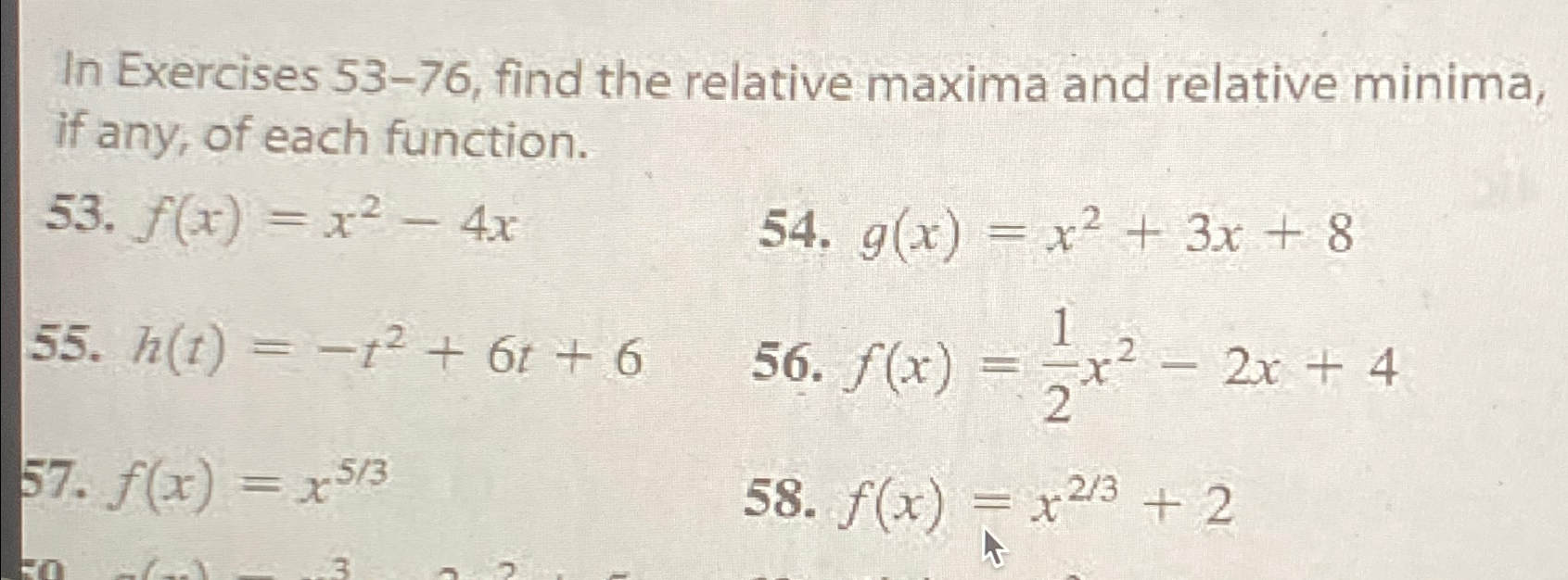 Solved In Exercises 53-76, ﻿find the relative maxima and | Chegg.com