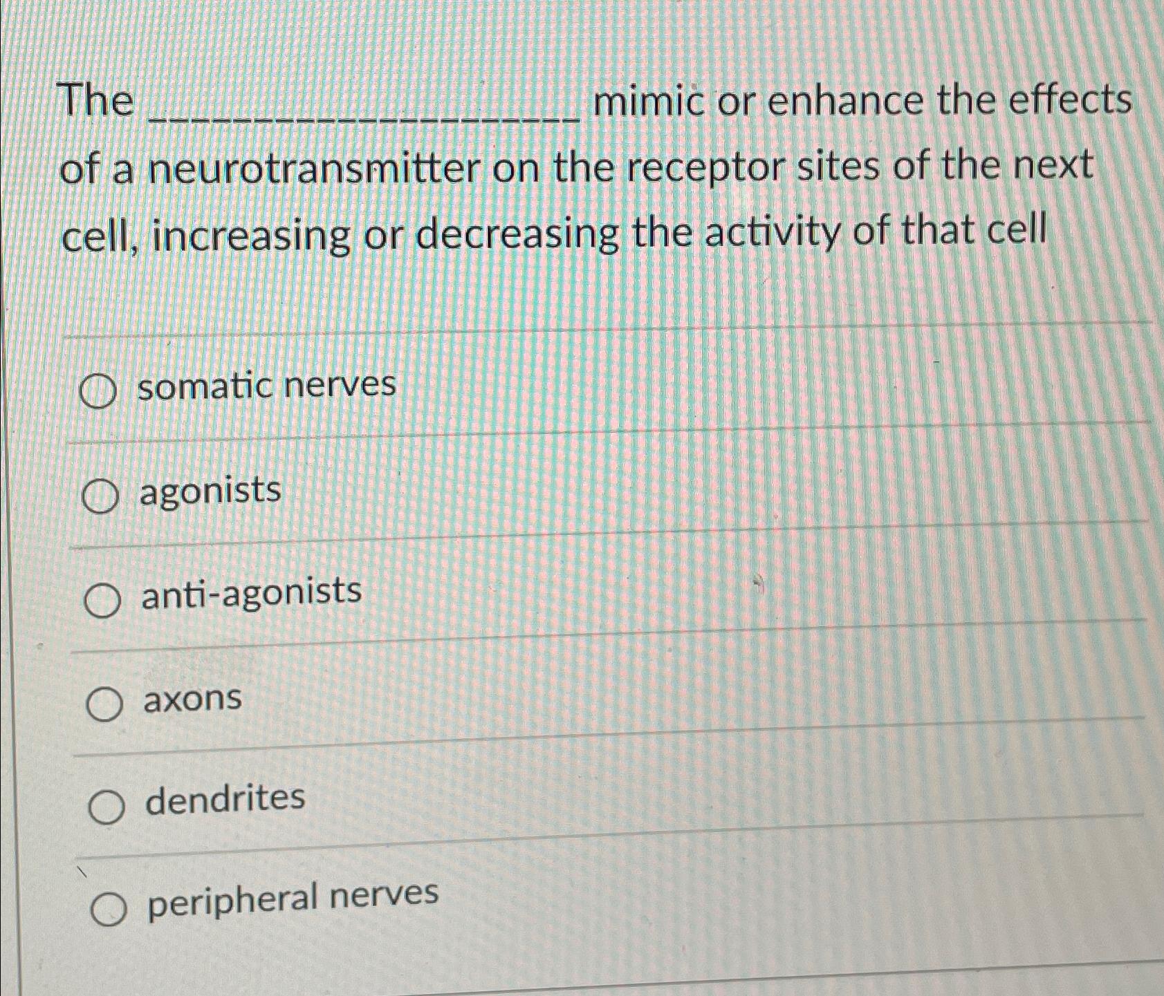 Solved The mimic or enhance the effects of a | Chegg.com