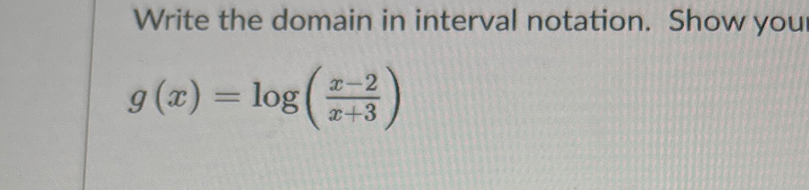 Solved Write the domain in interval notation. Show | Chegg.com