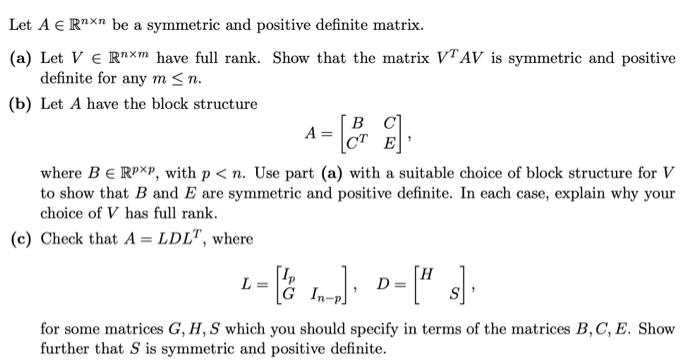 Solved Let A e Rnxn be a symmetric and positive definite | Chegg.com