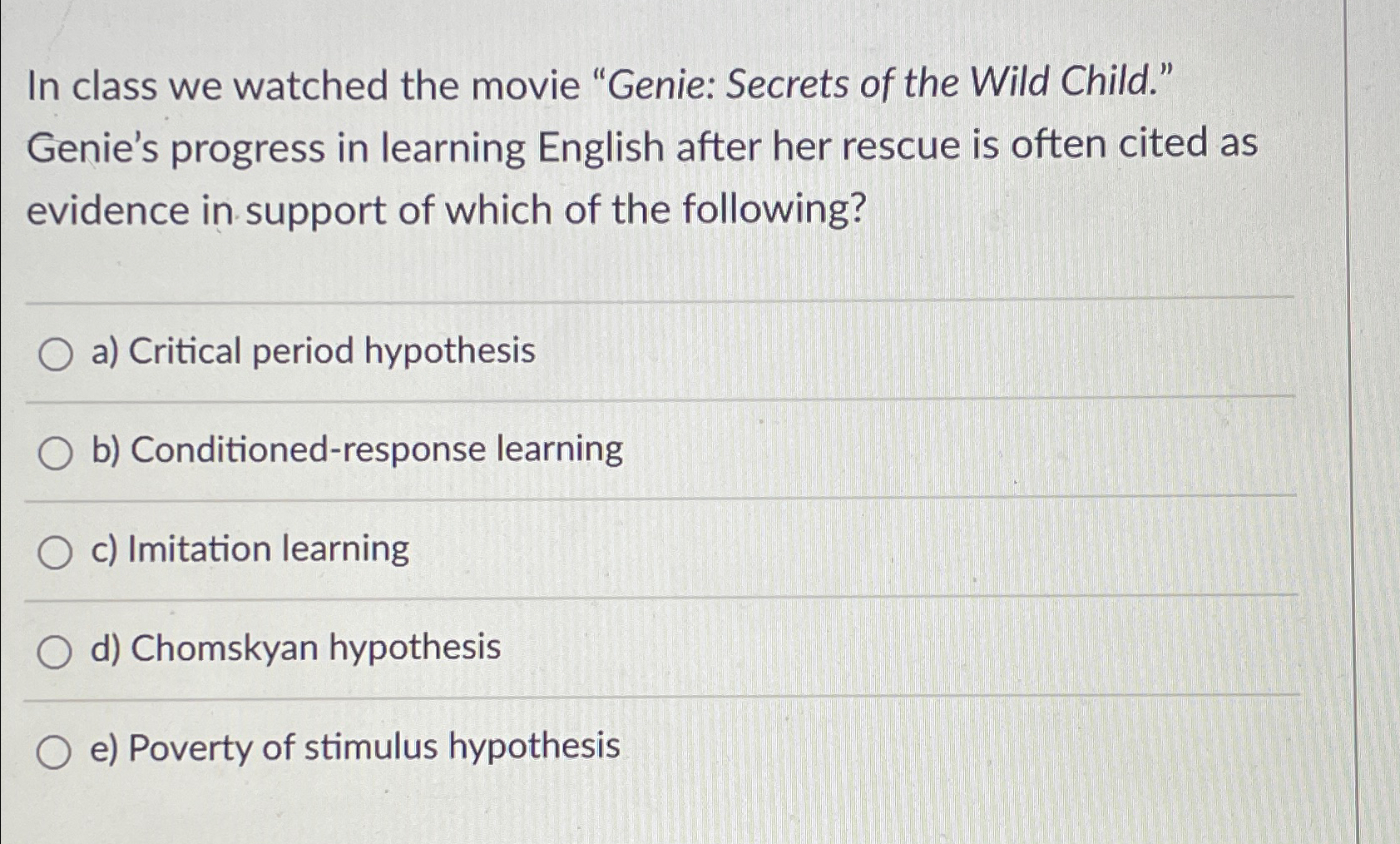 Solved In class we watched the movie "Genie: Secrets of the | Chegg.com