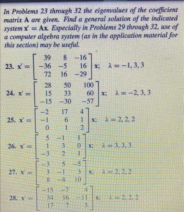 Solved Find general solutions of the systems in Problems 1 | Chegg.com