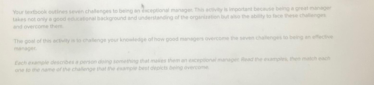 Solved Your textbook outlines seven challenges to being an | Chegg.com