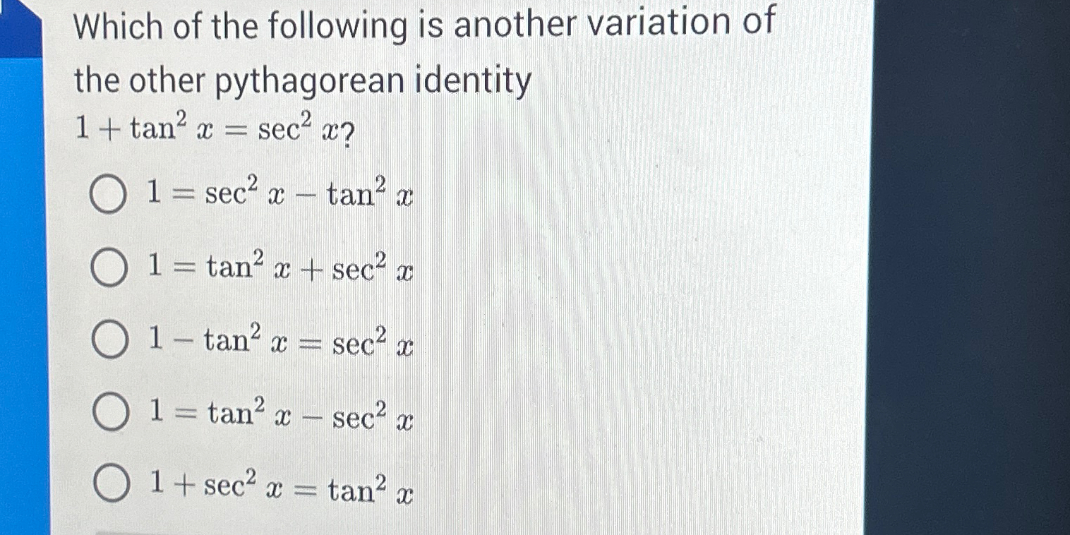 Solved Which of the following is another variation of the | Chegg.com