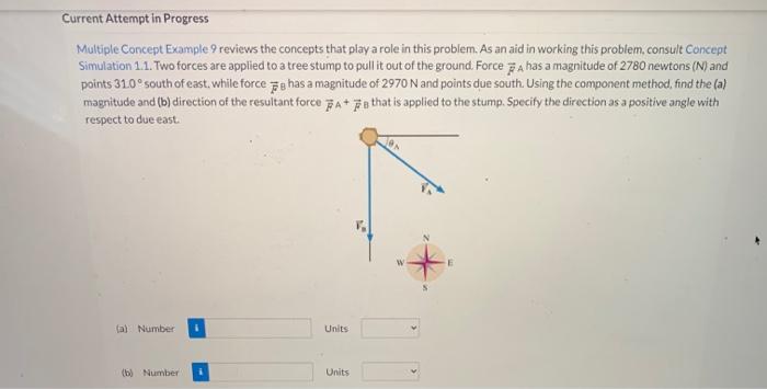 Solved Current Attempt in Progress Multiple Concept Example | Chegg.com