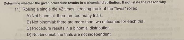 Solved Determine whether the given procedure results in a | Chegg.com