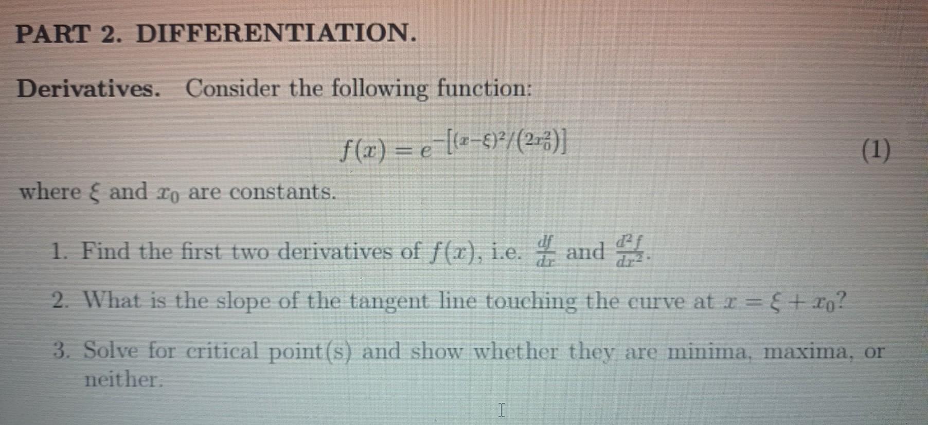 Solved [DIFFERENTIATION] Solve the following problem | Chegg.com