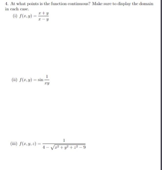 Solved 4. At what points is the function continuous? Make | Chegg.com