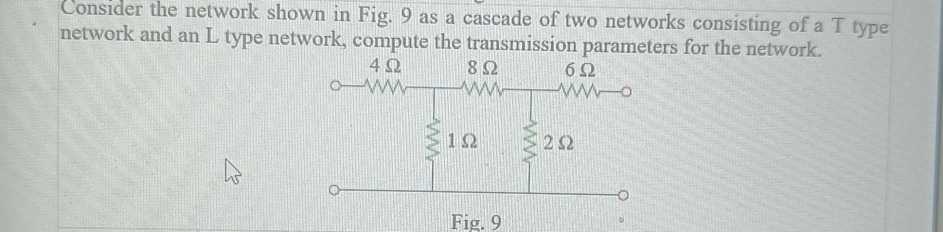 Solved Consider the network shown in Fig. 9 as a cascade of | Chegg.com