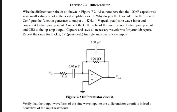 Solved Exercise 7-2: Differentiator Wire the differentiator | Chegg.com