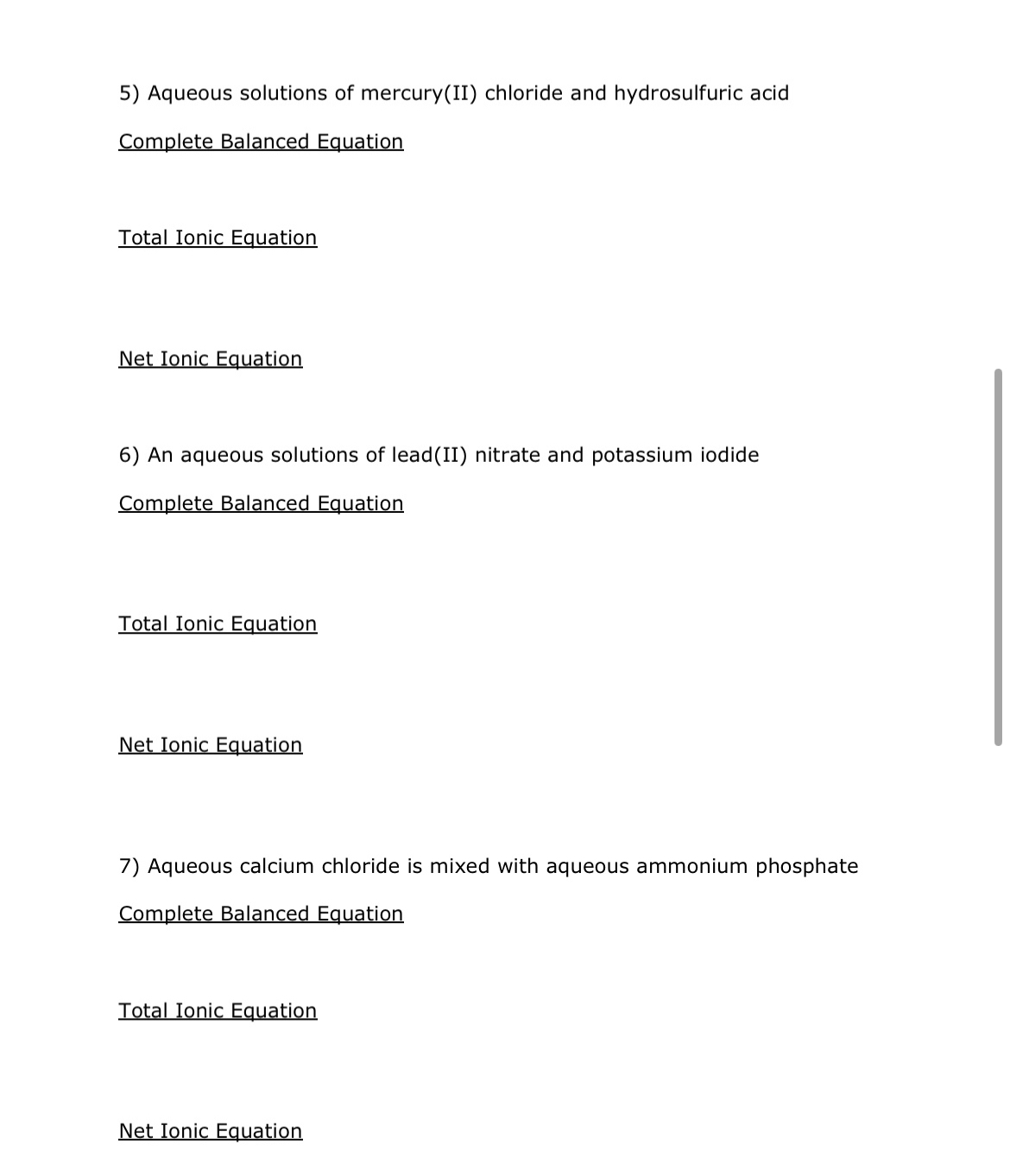 Solved Aqueous solutions of mercury(II) ﻿chloride and | Chegg.com