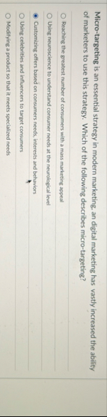 Solved Micro-targeting is an essential strategy in modern | Chegg.com