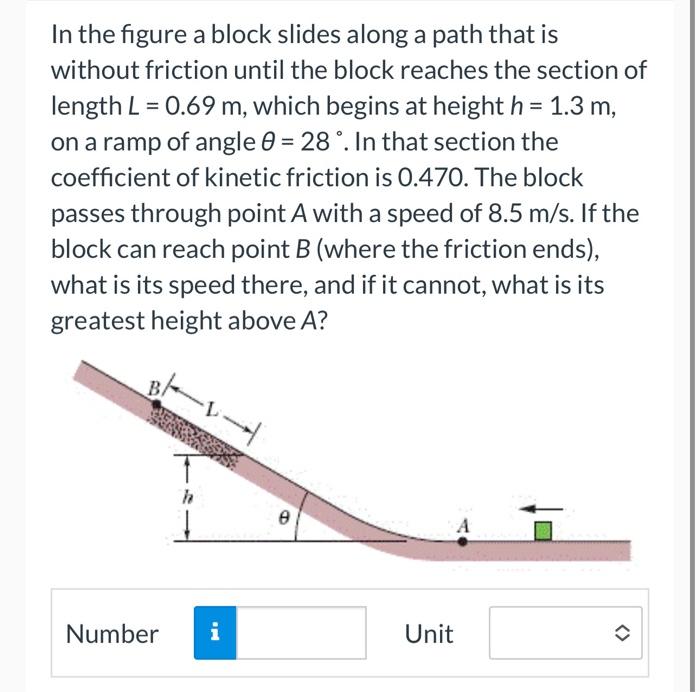 Solved In the figure a block slides along a path that is | Chegg.com