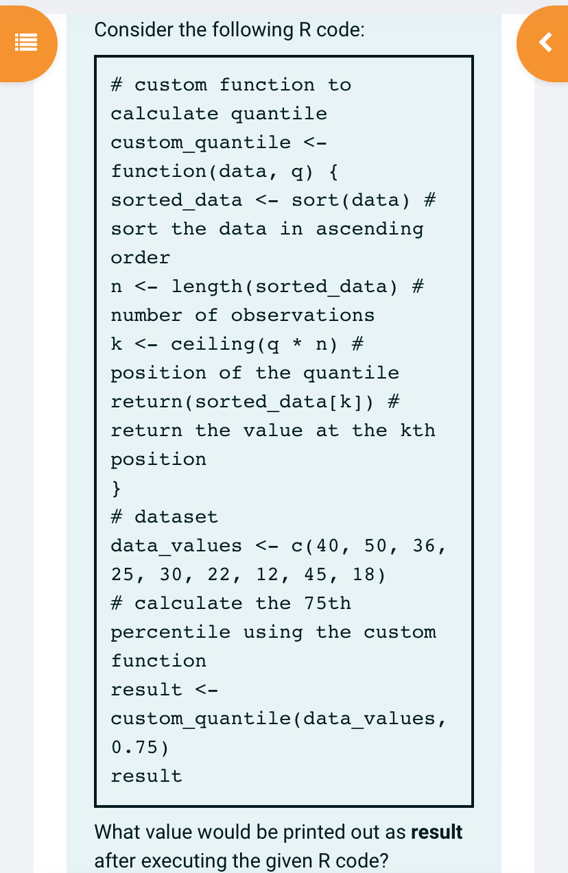 Solved Consider the following R code:# custom function to | Chegg.com