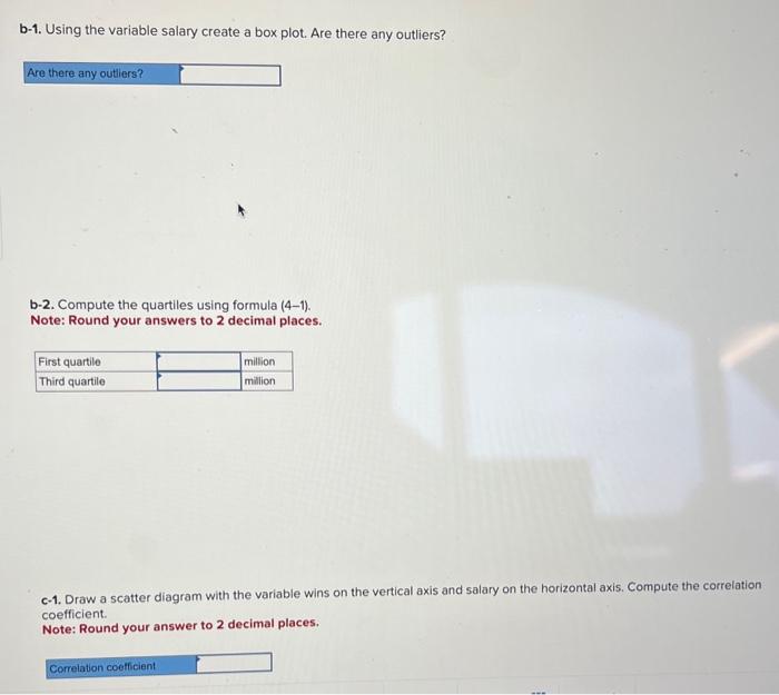 Solved b-1. Using the variable salary create a box plot. Are | Chegg.com