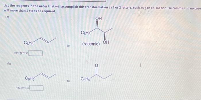 Solved From the table of available reagents, select the | Chegg.com