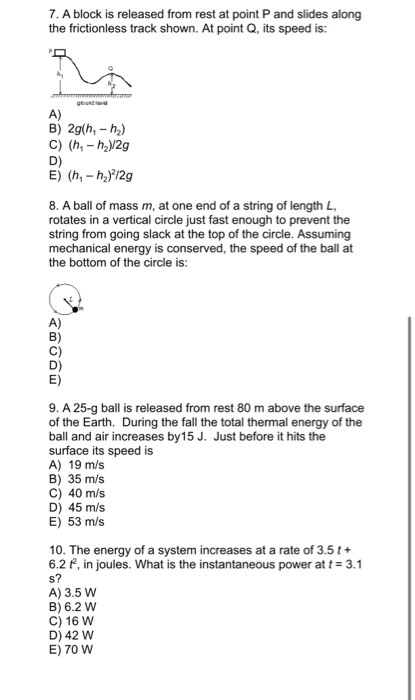 Solved 7. A block is released from rest at point P and | Chegg.com