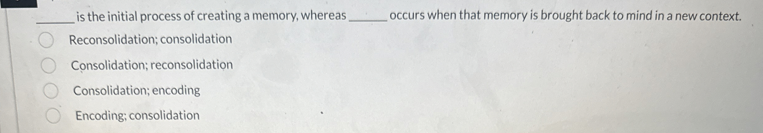 Solved is the initial process of creating a memory, | Chegg.com