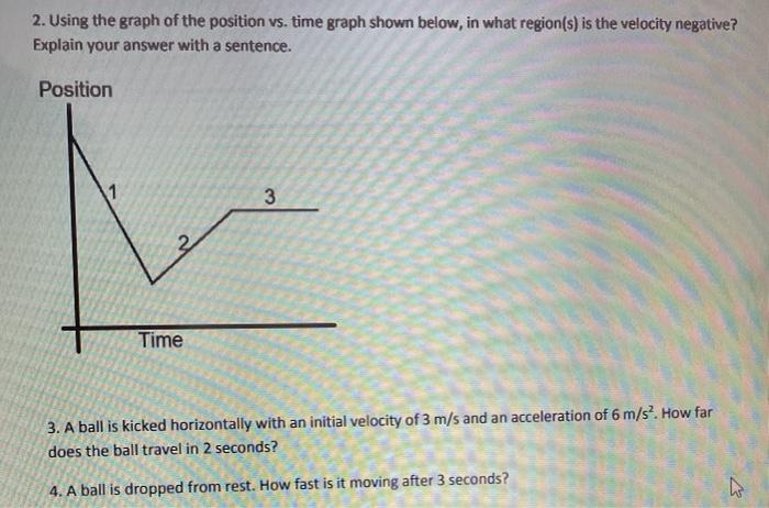 Solved 2. Using the graph of the position vs. time graph | Chegg.com