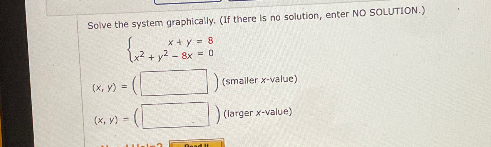 Solved Solve the system graphically. (If there is no | Chegg.com