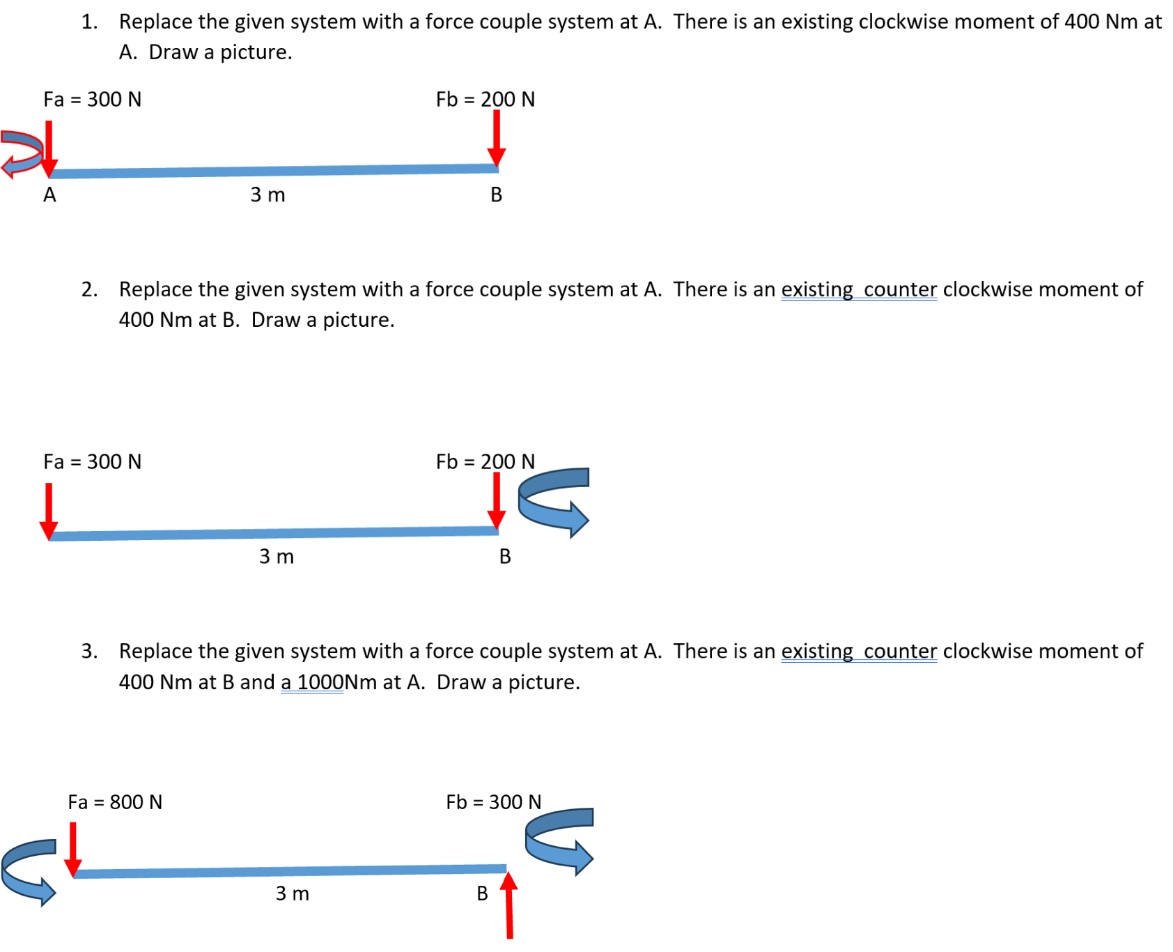 Replace the given system with a force couple system | Chegg.com