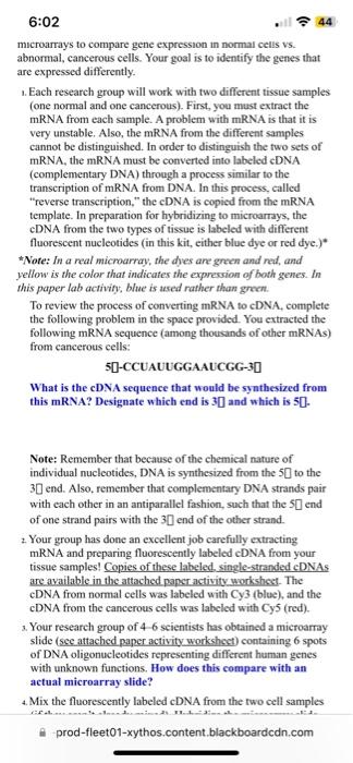 6. Read the microarray using an instrument that | Chegg.com