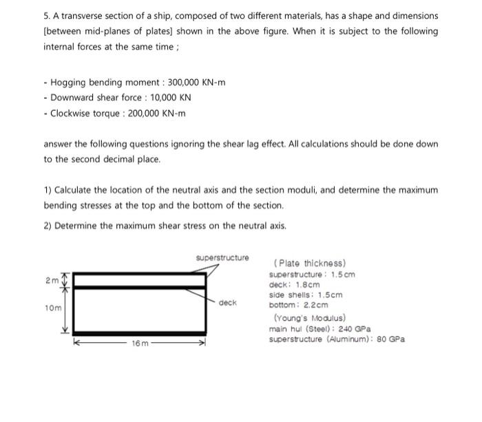 5. A transverse section of a ship, composed of two | Chegg.com