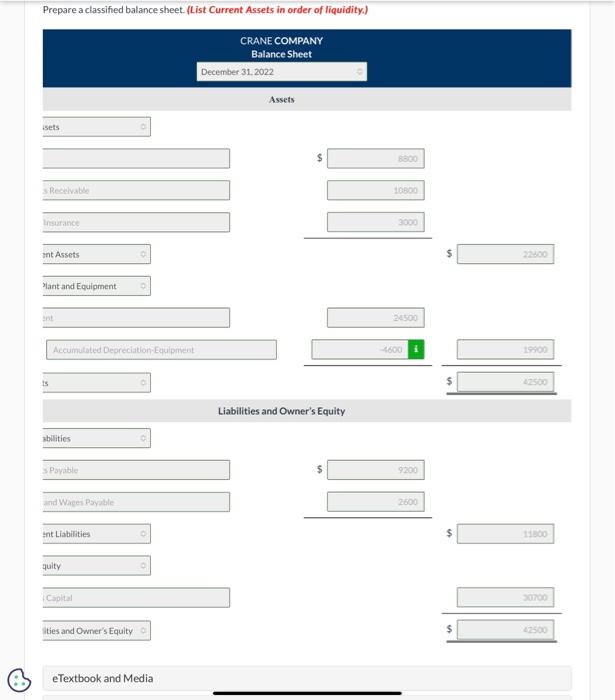 Solved The completed financial statement columns of the | Chegg.com