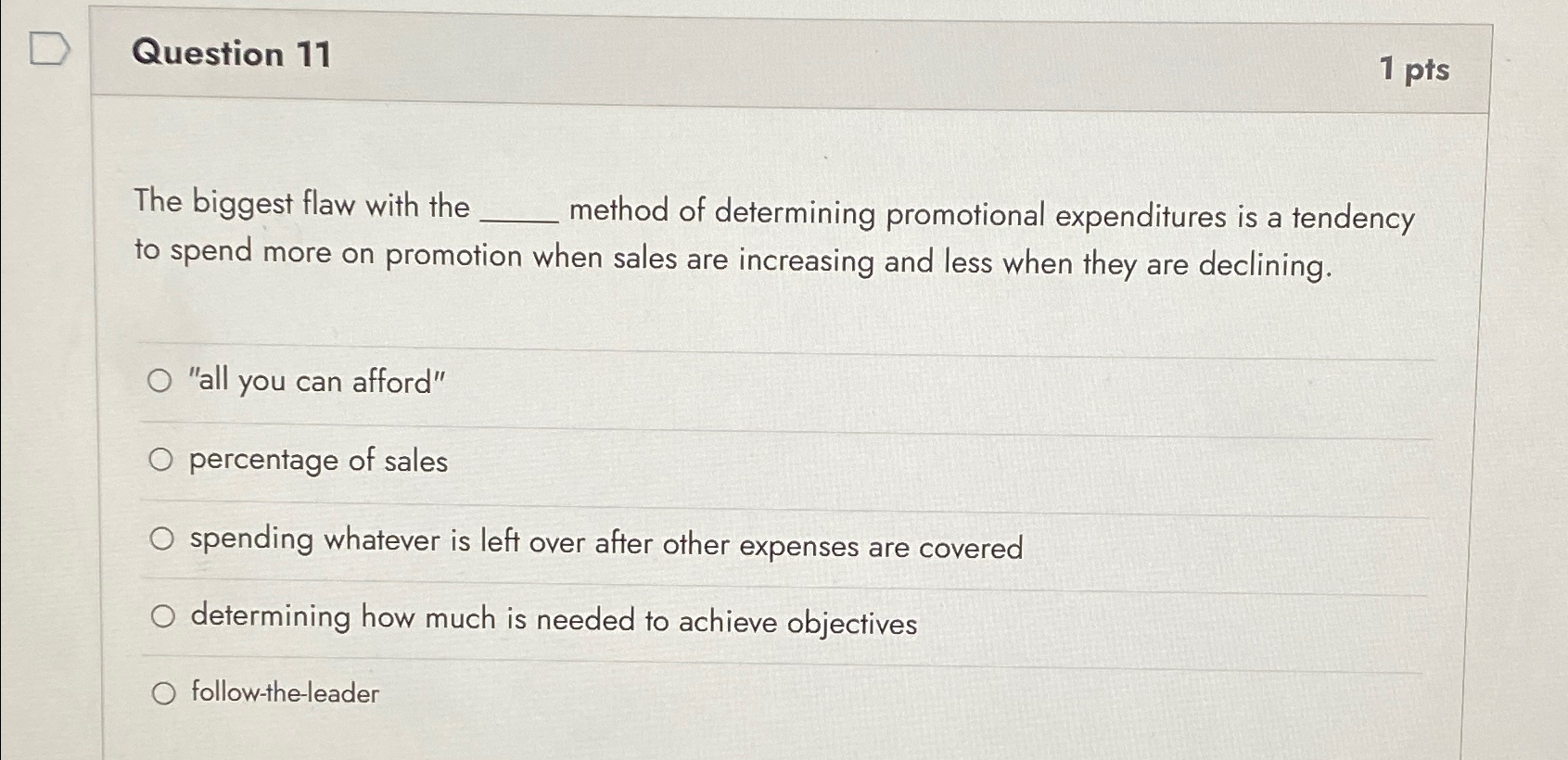 Solved Question 111 ﻿ptsThe biggest flaw with the ﻿method | Chegg.com