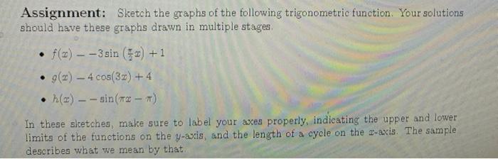 Solved - Assignment: Sketch the graphs of the following | Chegg.com