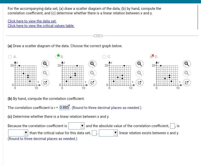 Solved Critical values for the correlation coefficient | Chegg.com