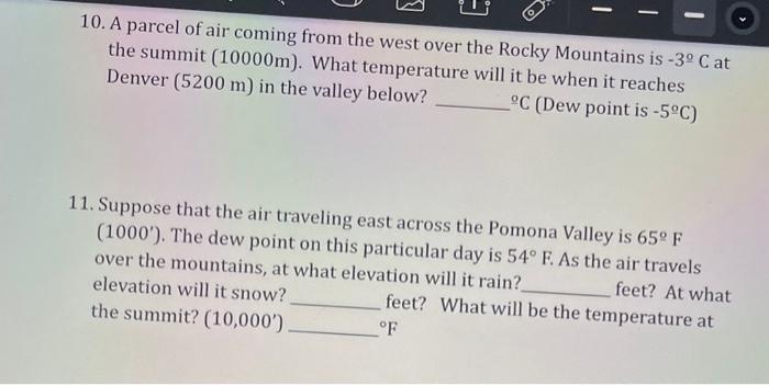 Solved 10. A parcel of air coming from the west over the | Chegg.com