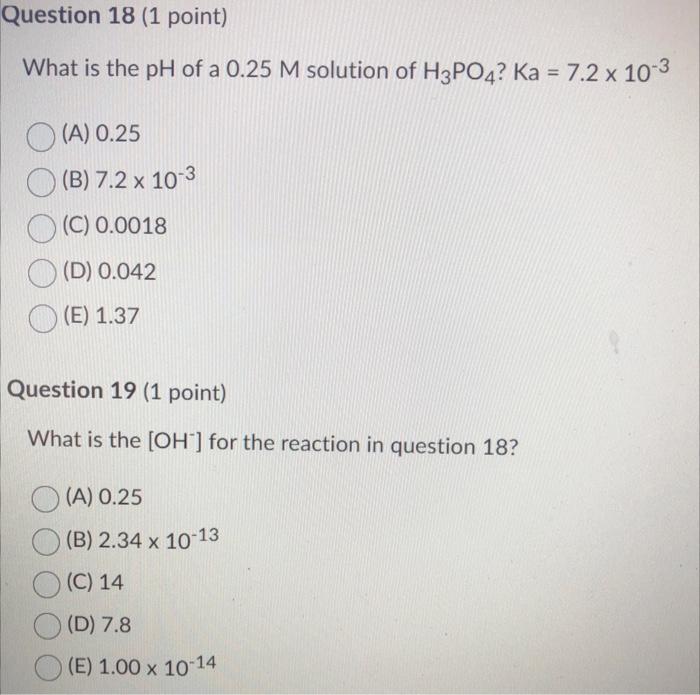 Solved What is the pH of a 0.25M solution of H3PO4 ? | Chegg.com