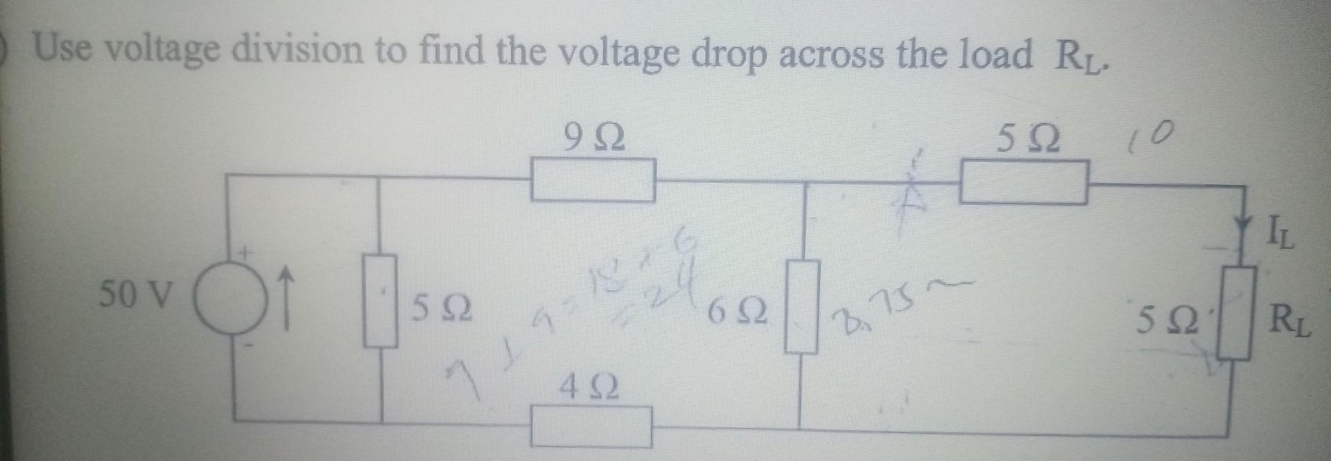 Solved Use voltage division to find the voltage drop across | Chegg.com