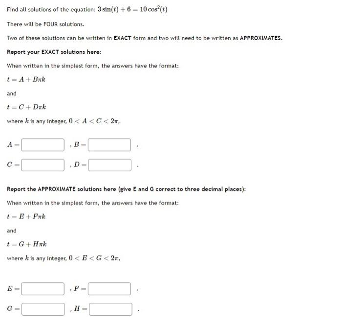 Solved Find all solutions of the equation: | Chegg.com