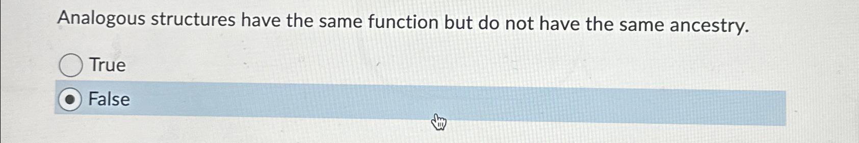 Solved Analogous structures have the same function but do | Chegg.com