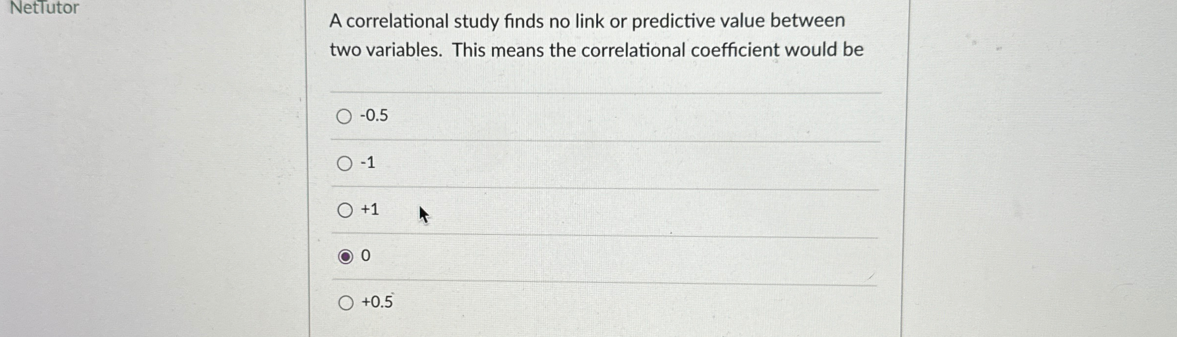 Solved NetTutorA correlational study finds no link or | Chegg.com