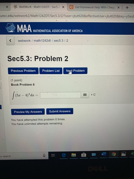 Solved A WeBWork : Math1242DT : Sec5.3 C Get Homework Help | Chegg.com