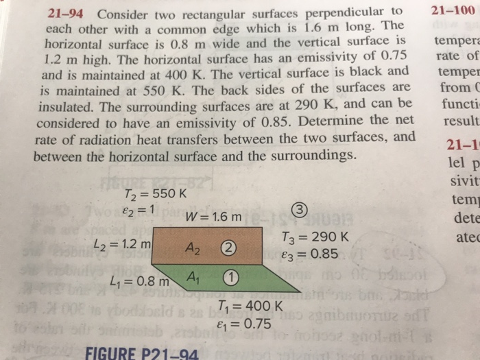 Solved Telp 21-94 Consider two rectangular surfaces | Chegg.com