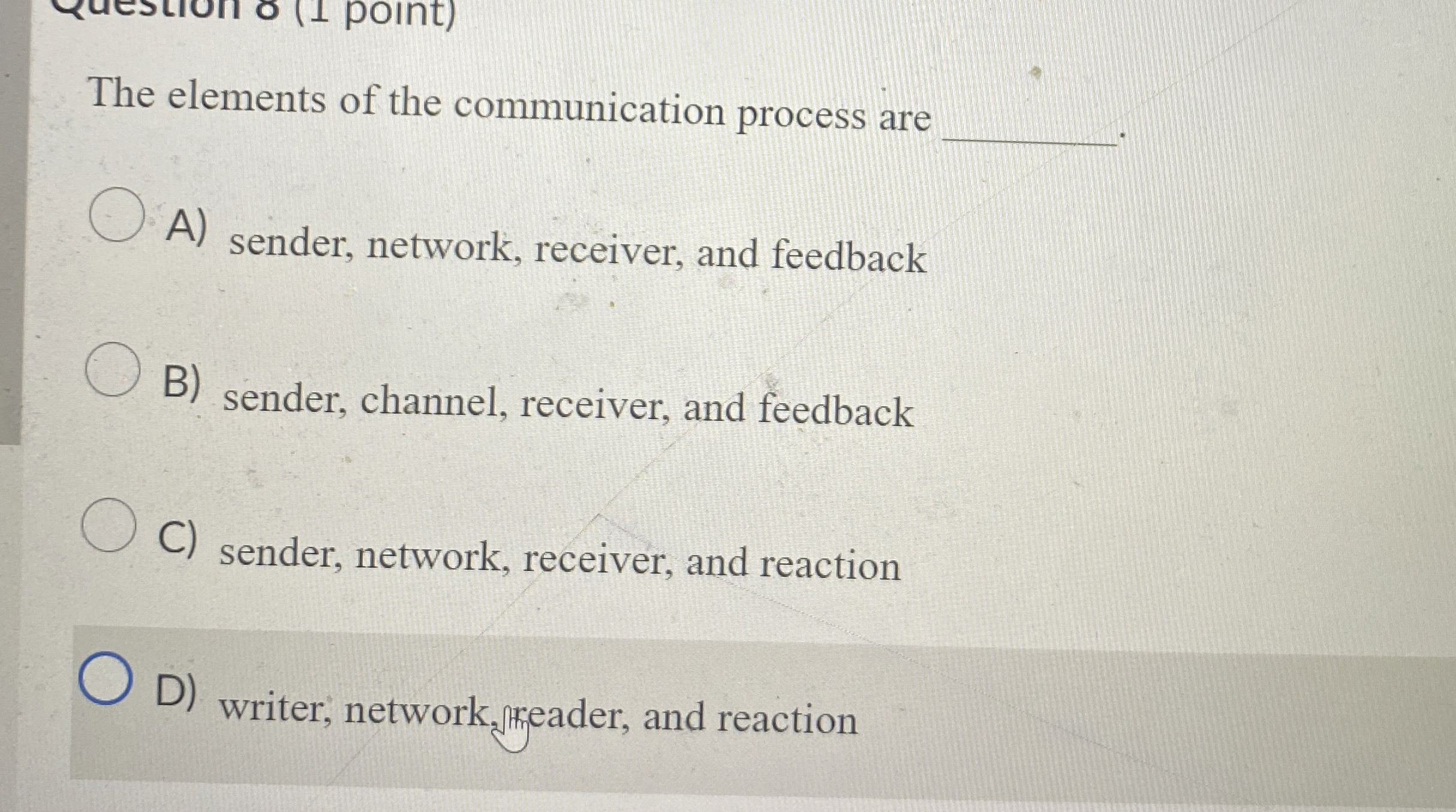 Solved The elements of the communication process areA) | Chegg.com
