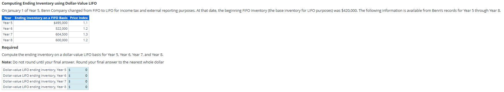 Solved Computing Ending Inventory using Dollar-Value LIFO On | Chegg.com
