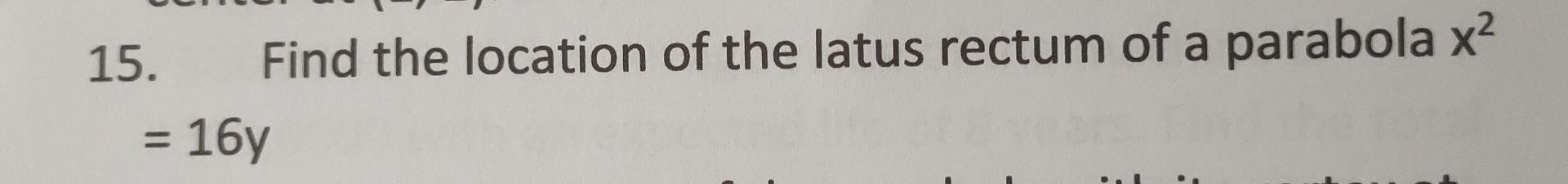 Solved 15. Find the location of the latus rectum of a | Chegg.com