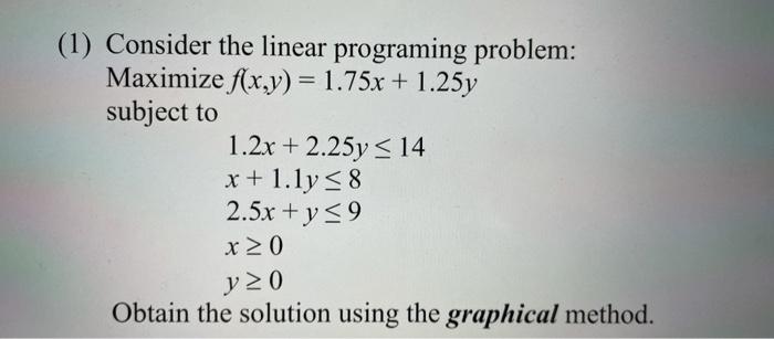 Solved (1) Consider the linear programing problem: Maximize | Chegg.com